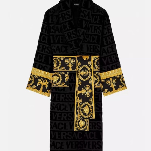 Versace | Bath | Versace Black And Gold Robe | Poshmark